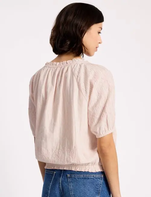 ALBARAY Embroidered Scoop Neck Blouse
