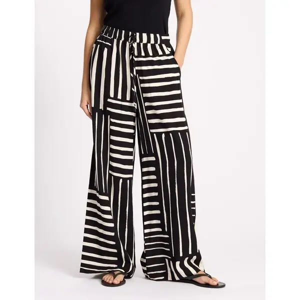 ALBARAY Patchwork Stripe Trouser - Black