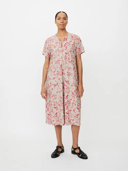 MASAI COPENHAGEN Floral Print V-neck Midi Dress - Carmine