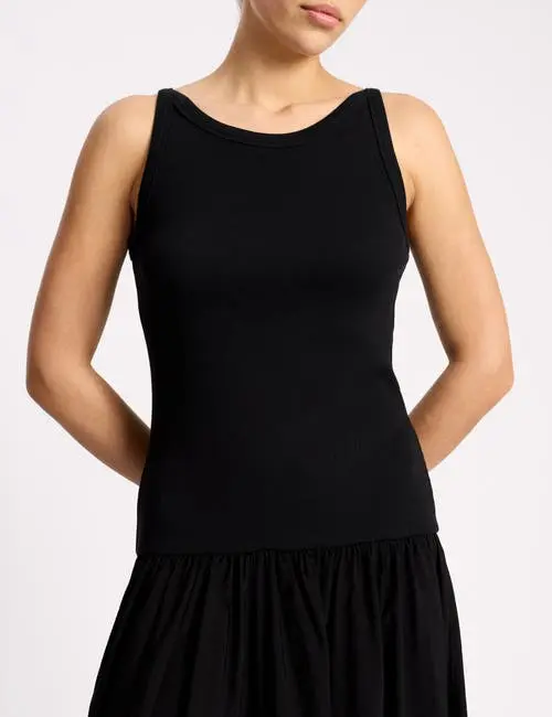 ALBARAY Ribbed Bodice Sleeveless Maxi Dress