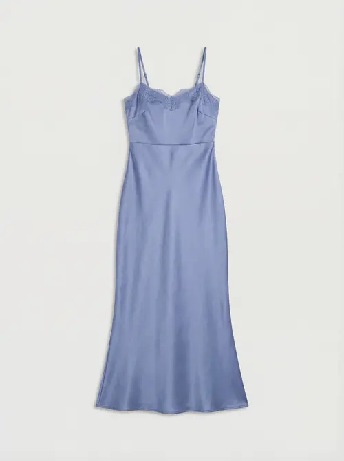 OASIS Lace Trim Strappy Satin Maxi Dress