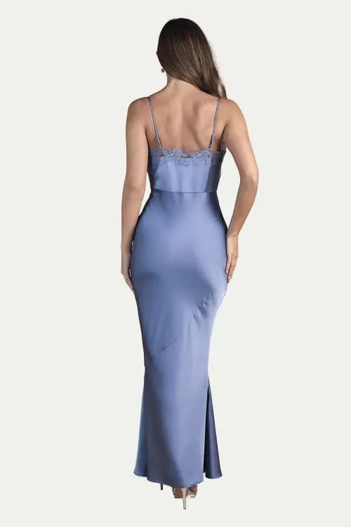 OASIS Lace Trim Strappy Satin Maxi Dress