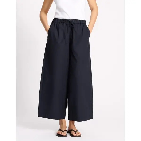 ALBARAY Drawstring Waist Barrel Leg Trouser - Navy