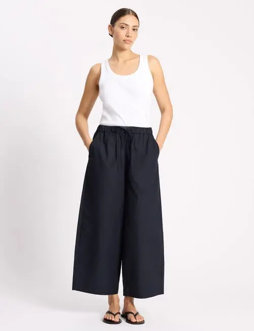 ALBARAY Drawstring Waist Barrel Leg Trouser