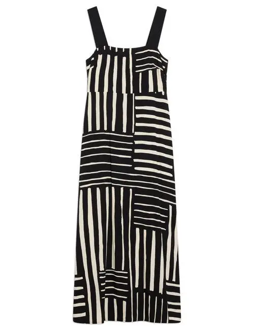 ALBARAY Patchwork Stripe Wide Strap Sundress