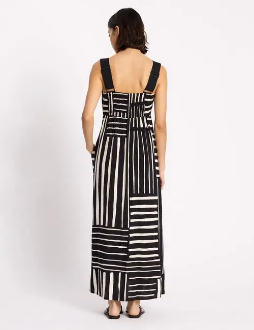 ALBARAY Patchwork Stripe Wide Strap Sundress