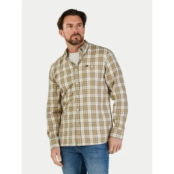 RAGING BULL Suffolk Long Sleeve Checked Shirt - Tan
