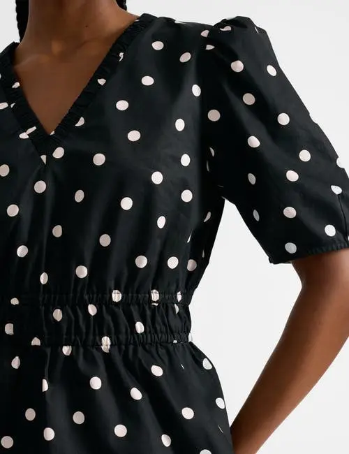 ALBARAY Large Spot Elastic Waist Top