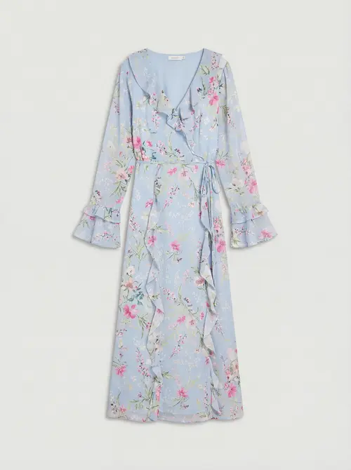 WALLIS Floral Ruffle Belted Midaxi Dress
