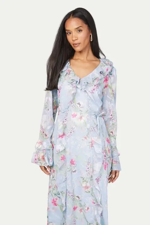 WALLIS Floral Ruffle Belted Midaxi Dress