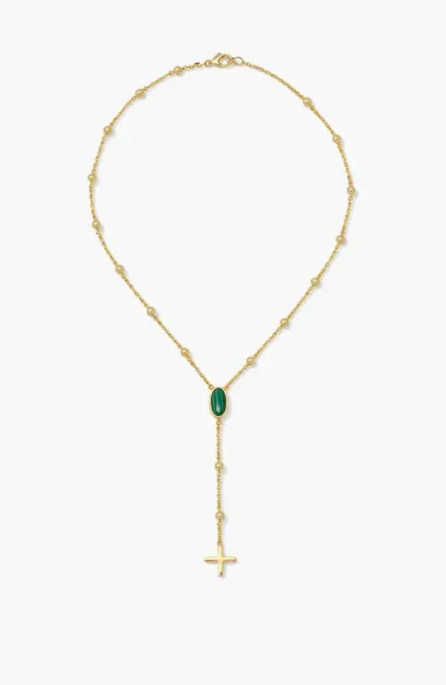 YOJ Rose Malachite Stone Necklace - Gold