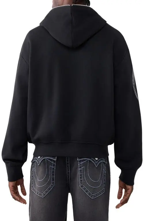 True Religion Crystal Logo Boxy Zip Hoodie