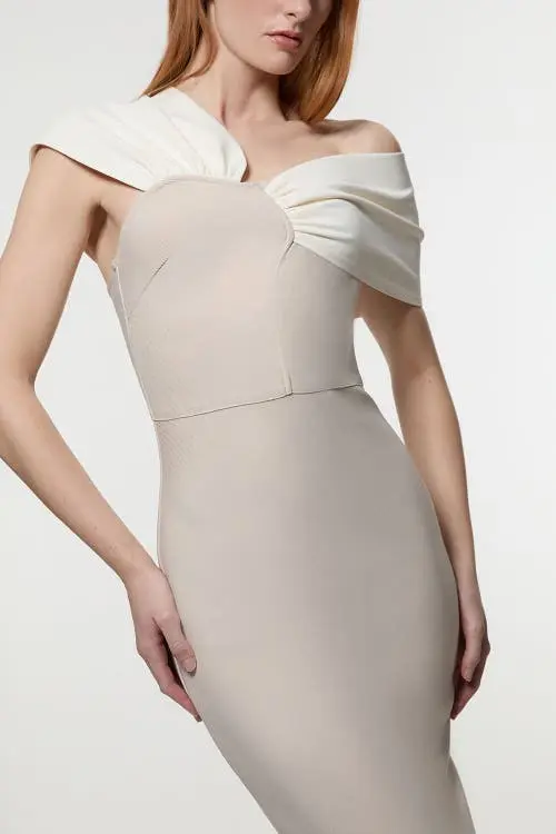 Karen Millen Asymmetric Strap Knit Midi Dress