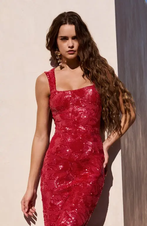 HELSI Iris Floral Sequin Gown - Strawberry