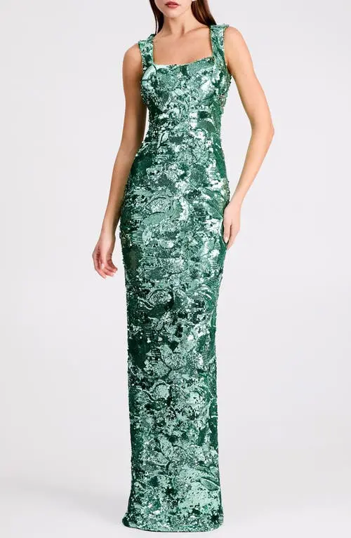 HELSI Iris Floral Sequin Gown - Teal