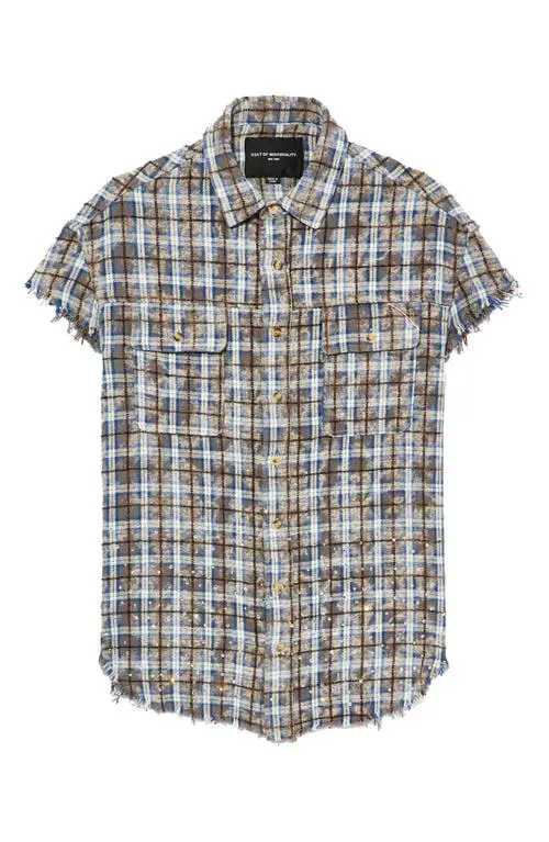 CULT OF INDIVIDUALITY Plaid Short Sleeve Cotton Button-up Shirt