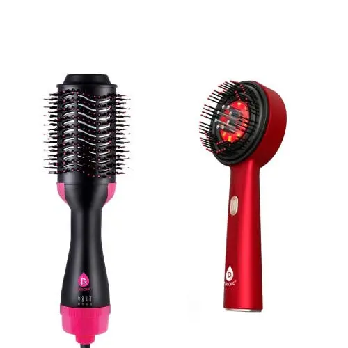 PURSONIC Ultimate Hair Rejuvenation & Styling Bundle3-in-1 Led Scalp Therapy Brush + One Step Volumizing Hair Dryer - Multicolor