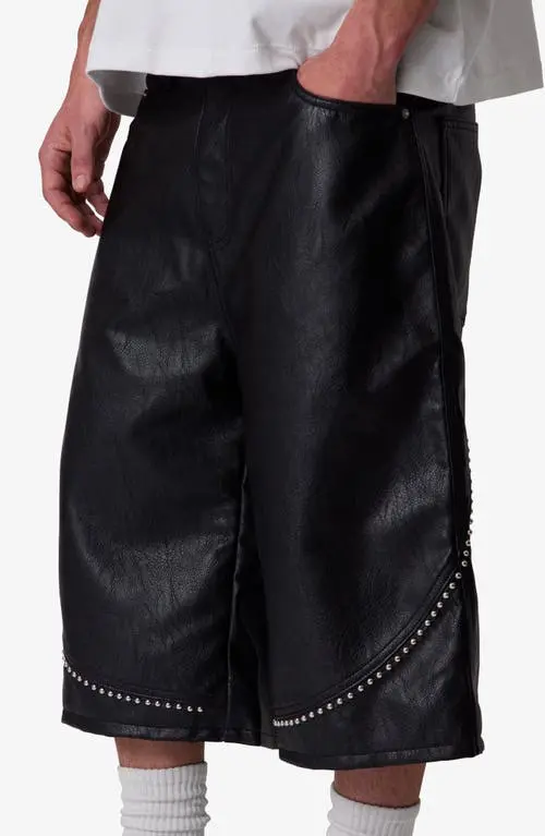 Mnml Ultra Baggy Studded Faux Leather Shorts