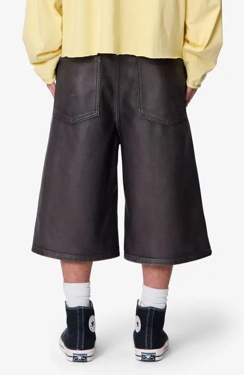 Mnml Ultra Baggy Washed Faux Leather Shorts