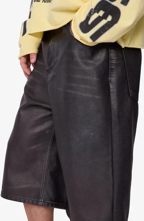 Mnml Ultra Baggy Washed Faux Leather Shorts