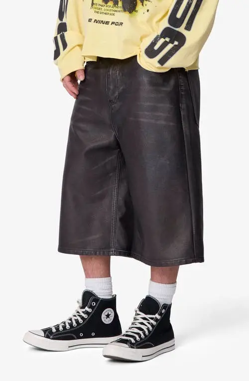 Mnml Ultra Baggy Washed Faux Leather Shorts
