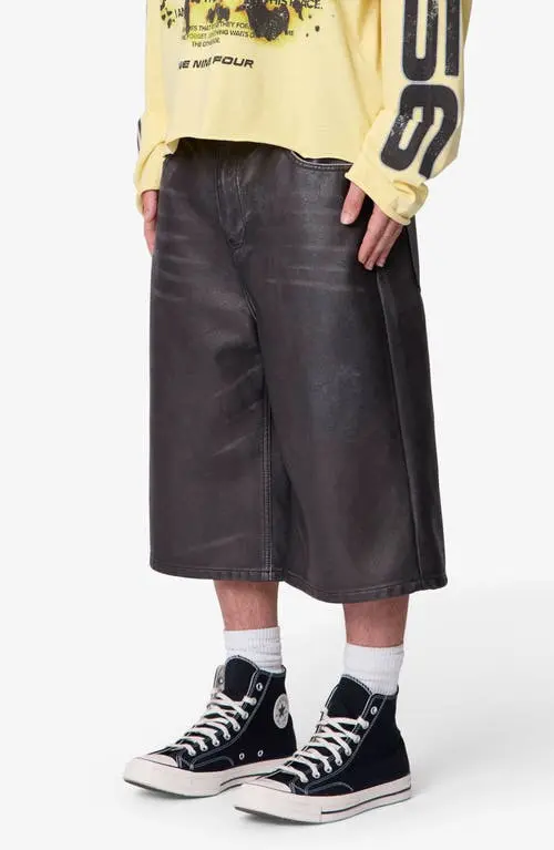 Mnml Ultra Baggy Washed Faux Leather Shorts