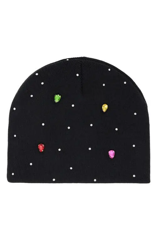 Mnml Embellished Cotton Beanie - Black