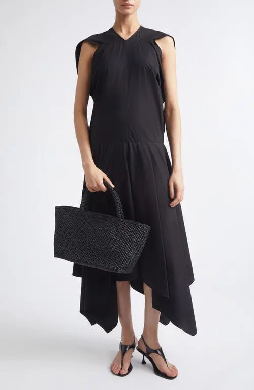 Proenza Schouler Sybella Handkerchief Hem Cotton Midi Dress - Black Multi