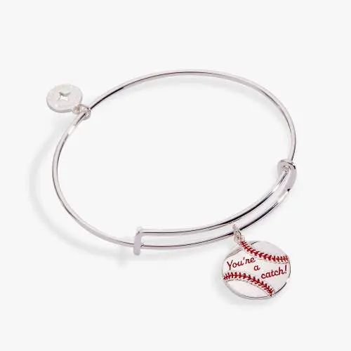 ALEX AND ANI You're A Catch" Baseball Charm Bangle - Silver