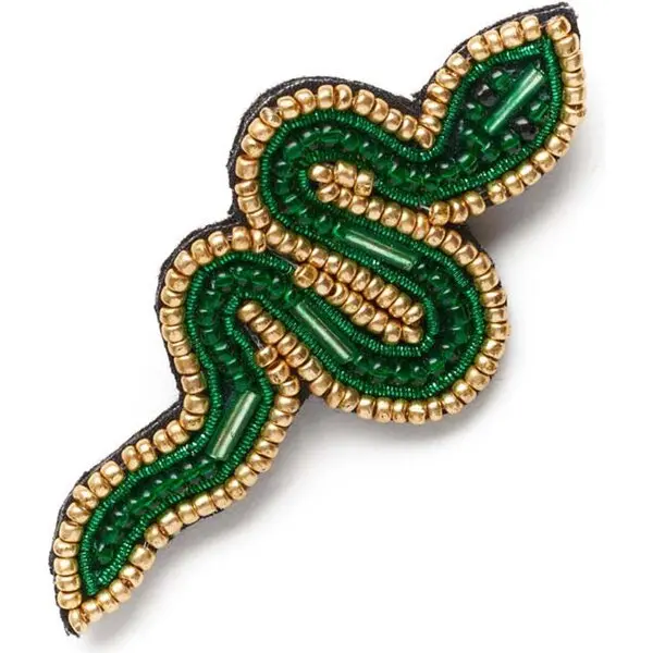MATR BOOMIE Bala Mani Beaded Snake Brooch Pin - Green