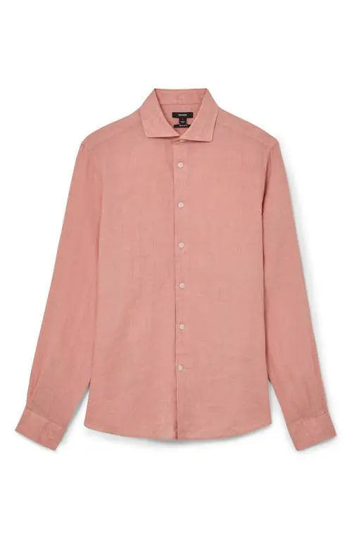 REISS Ruban Linen Button-up Shirt - Watermelon Pink