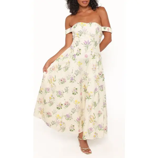 PETAL & PUP Larni Off The Shoulder Maxi Dress