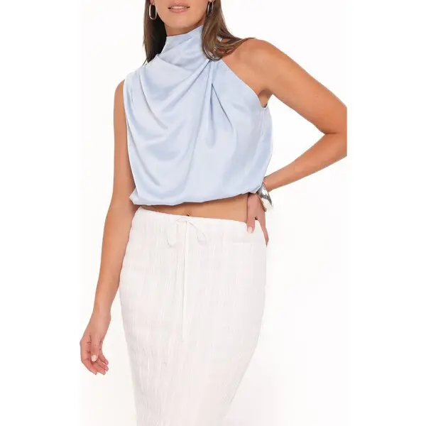 PETAL & PUP Cinzia One-shoulder Crop Top - Blue