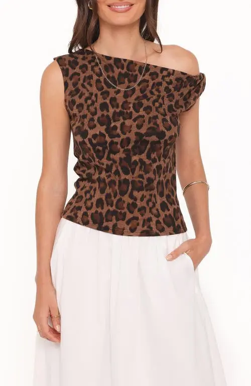 PETAL & PUP Maelis Leopard Print One-shoulder Top