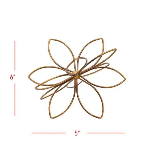 FORESIDE HOME AND GARDEN Open Flower Decorative Accent Bronze Metal