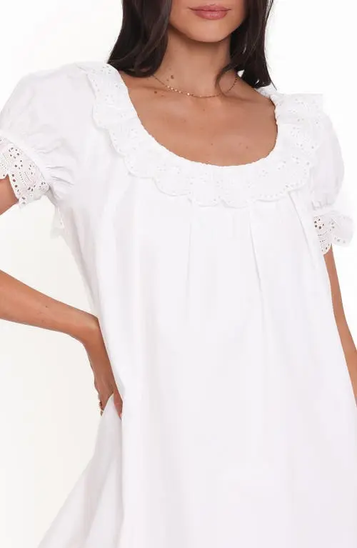 PETAL & PUP Merlyn Eyelet Ruffle Shift Dress