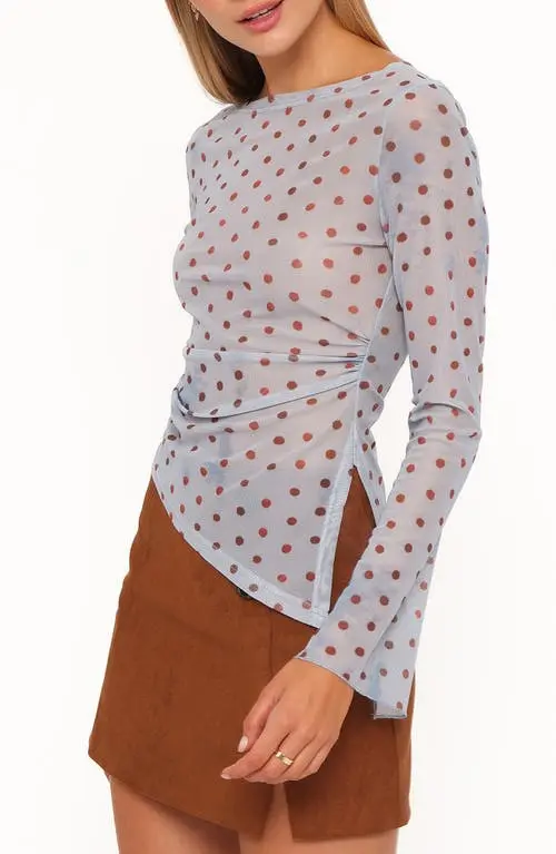 PETAL & PUP Annora Dot Asymmetric Mesh Top