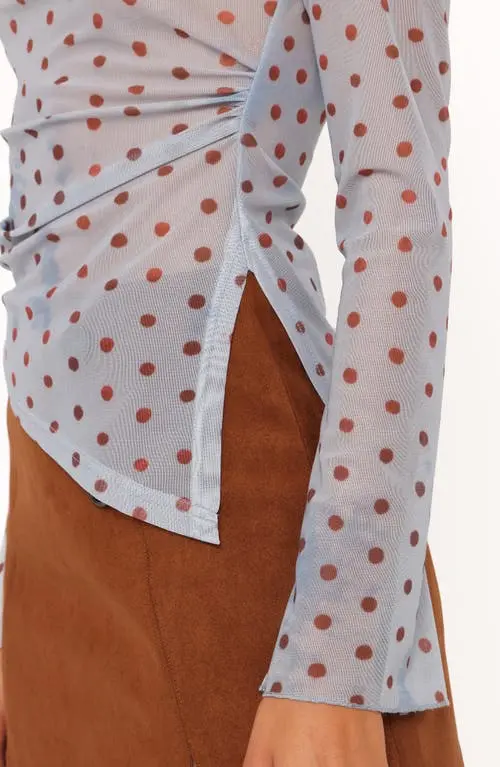 PETAL & PUP Annora Dot Asymmetric Mesh Top