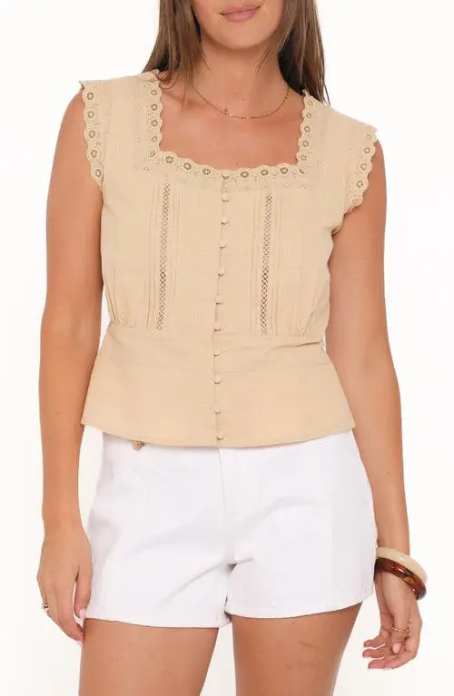 PETAL & PUP Luke Embroidered Sleeveless Top - Khaki
