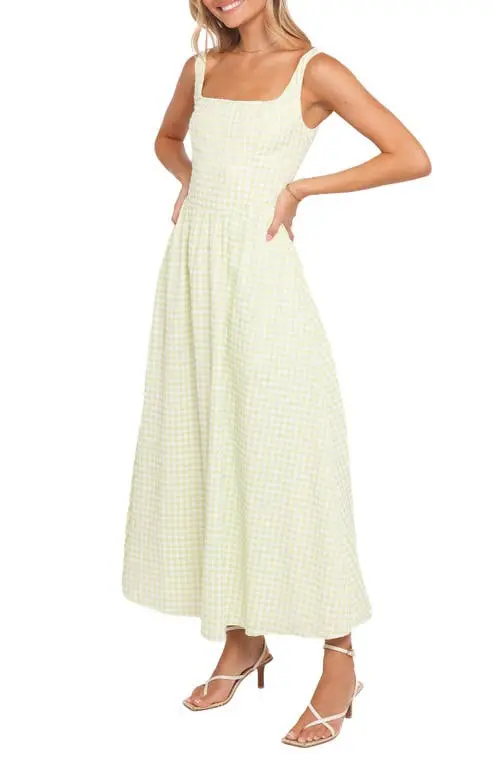 PETAL & PUP Gingham Sleeveless Square Neck Maxi Dress