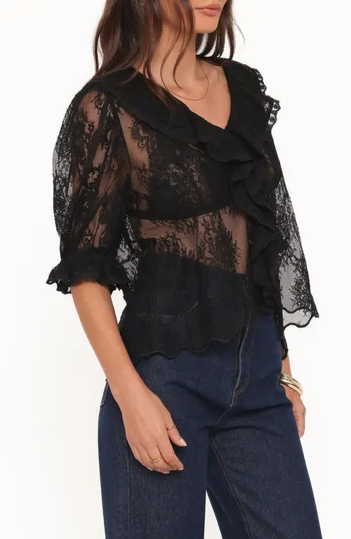 PETAL & PUP Lace Ruffle V-neck Top