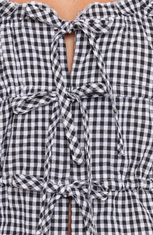 PETAL & PUP Harper Gingham Tie Front Tank