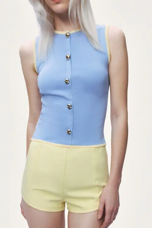 NOCTURNE Button-embellished Knit Top