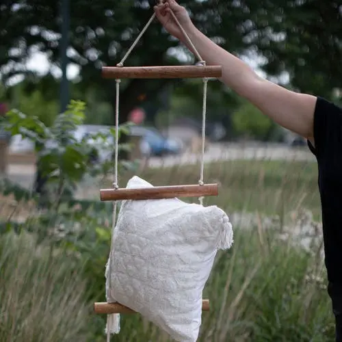 FORESIDE HOME AND GARDEN Macramé Hanging Blanket Ladder