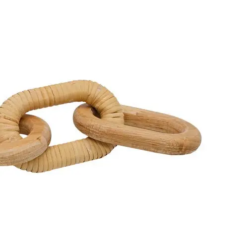 FORESIDE HOME AND GARDEN Adele Rattan Wrapped Decorative Chain Natural Wood Tabletop Accent Piece