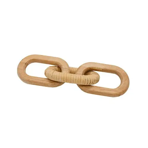 FORESIDE HOME AND GARDEN Adele Rattan Wrapped Decorative Chain Natural Wood Tabletop Accent Piece