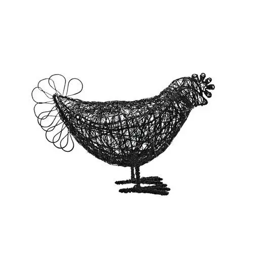 FORESIDE HOME AND GARDEN Wire Hen Bird Figure Metal - Black