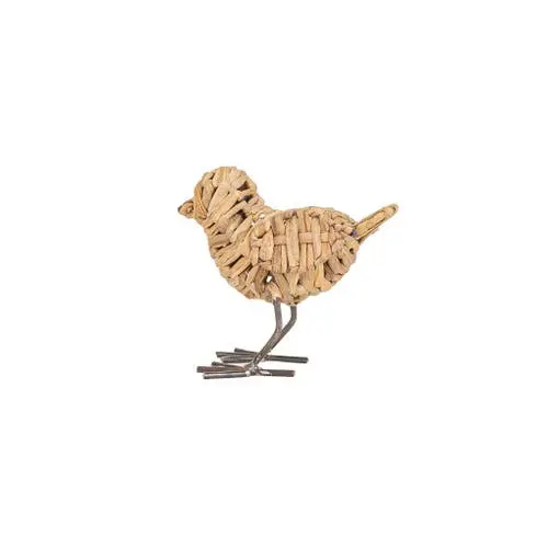 FORESIDE HOME AND GARDEN Natural Wrapped Bird Decorative Figure Seagrass & Metal - Brown