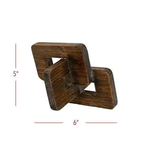 FORESIDE HOME AND GARDEN Linked Rectangle Decorative Chain Accent Wood