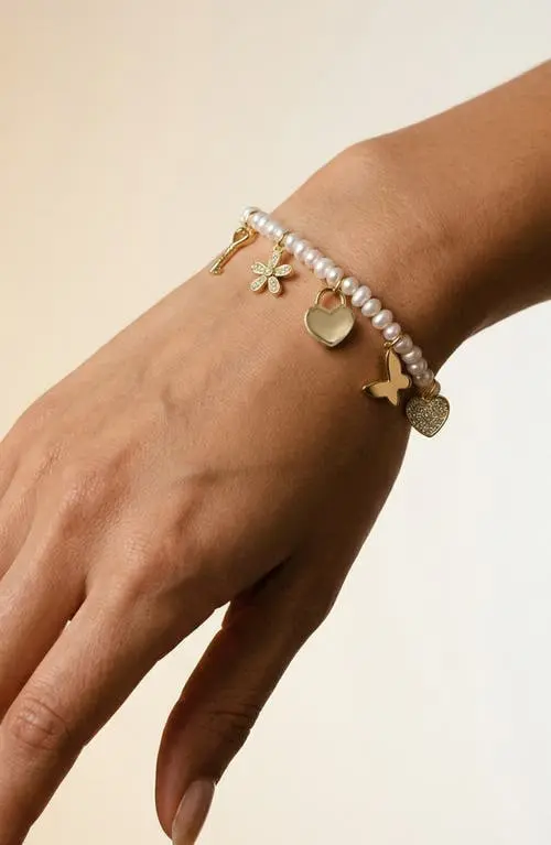 Argento Vivo Faux Pearl Charm Bracelet